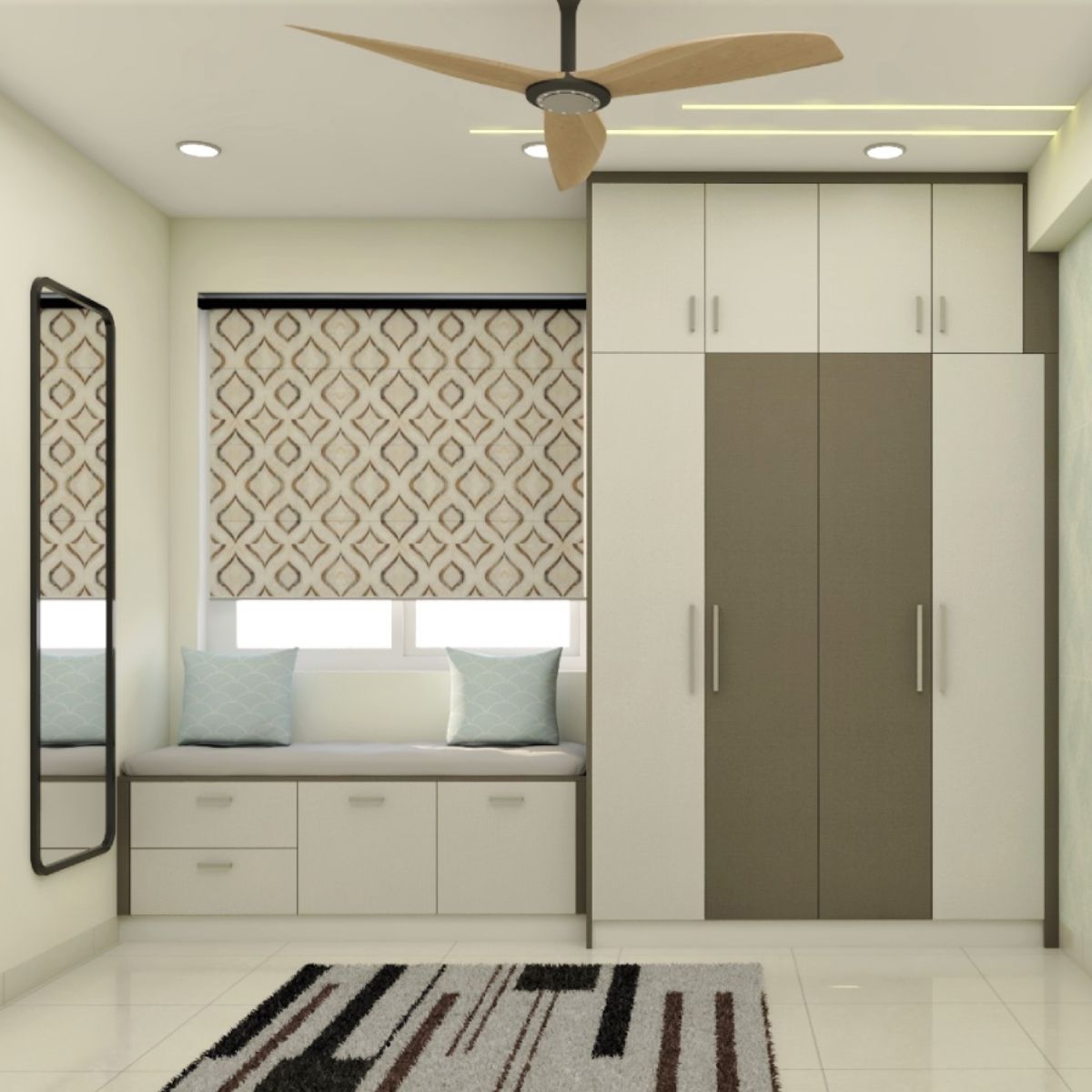 Spacious Beige Swing Shutter Wardrobe Design | Livspace
