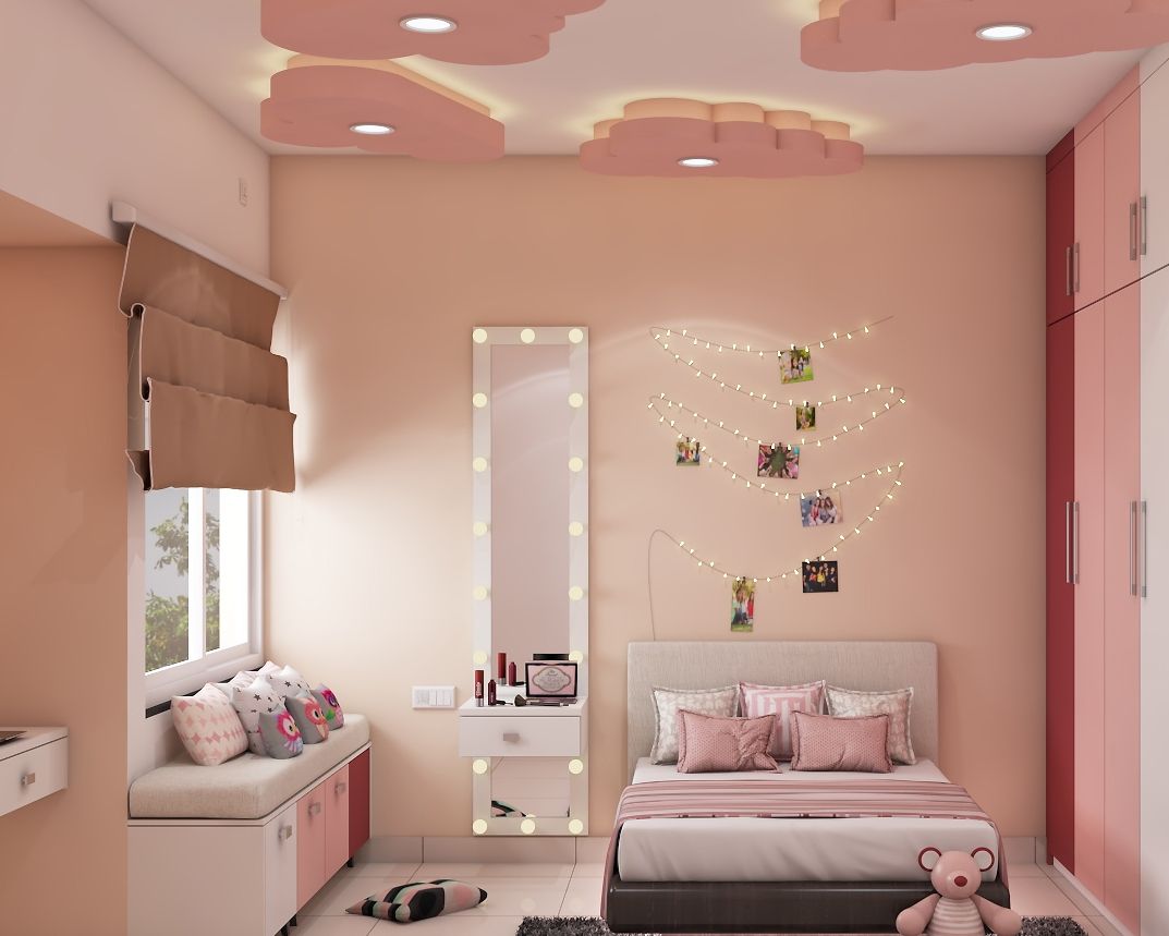 Cloud-Shaped POP Single-Layered False Ceiling Design | Livspace