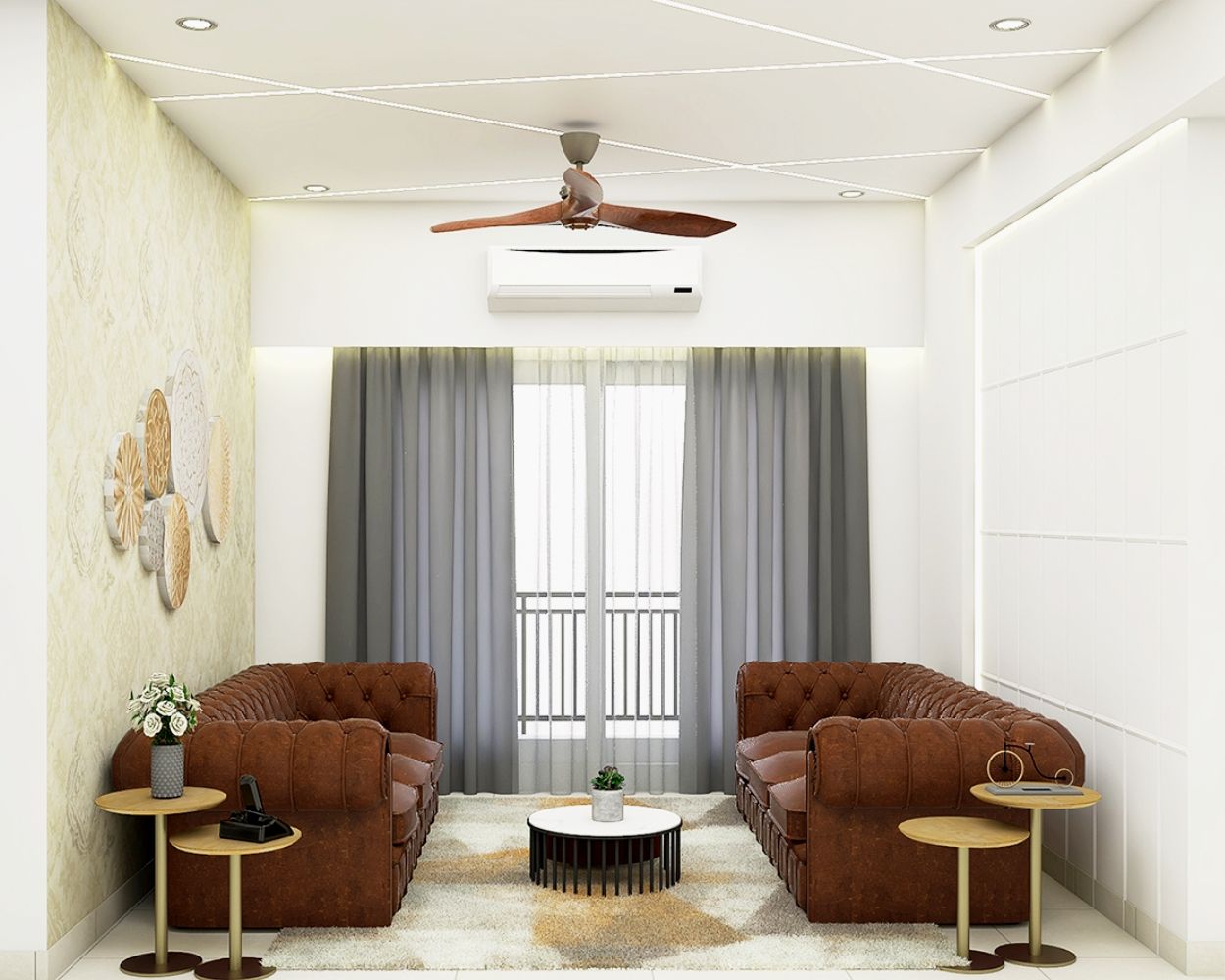 Contemporary POP Ceiling Design With Profile Lights | Livspace