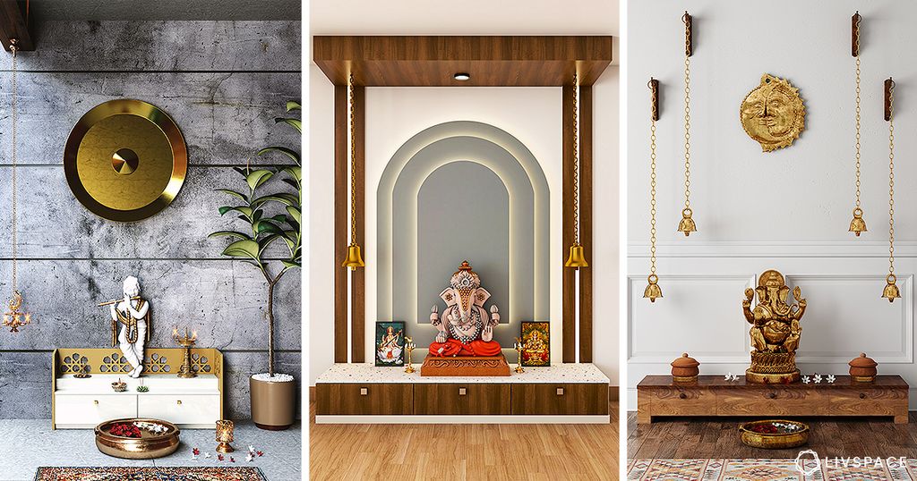 6 Simple Pooja Mandir Designs for Walls in Common Areas at Home