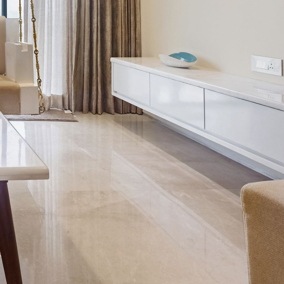 Light-Coloured Flooring Tiles With A Veined Pattern | Livspace