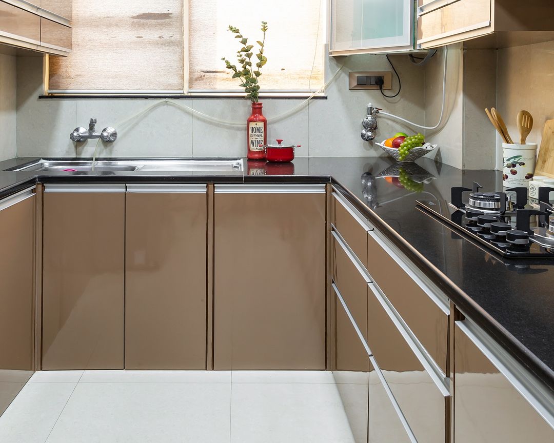 Light-Coloured Compact Kitchen Tile Design | Livspace
