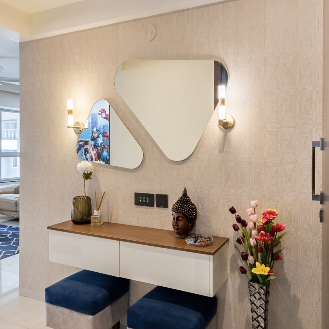 Diamond-Shaped Abstract Wallpaper Design For Foyer | Livspace