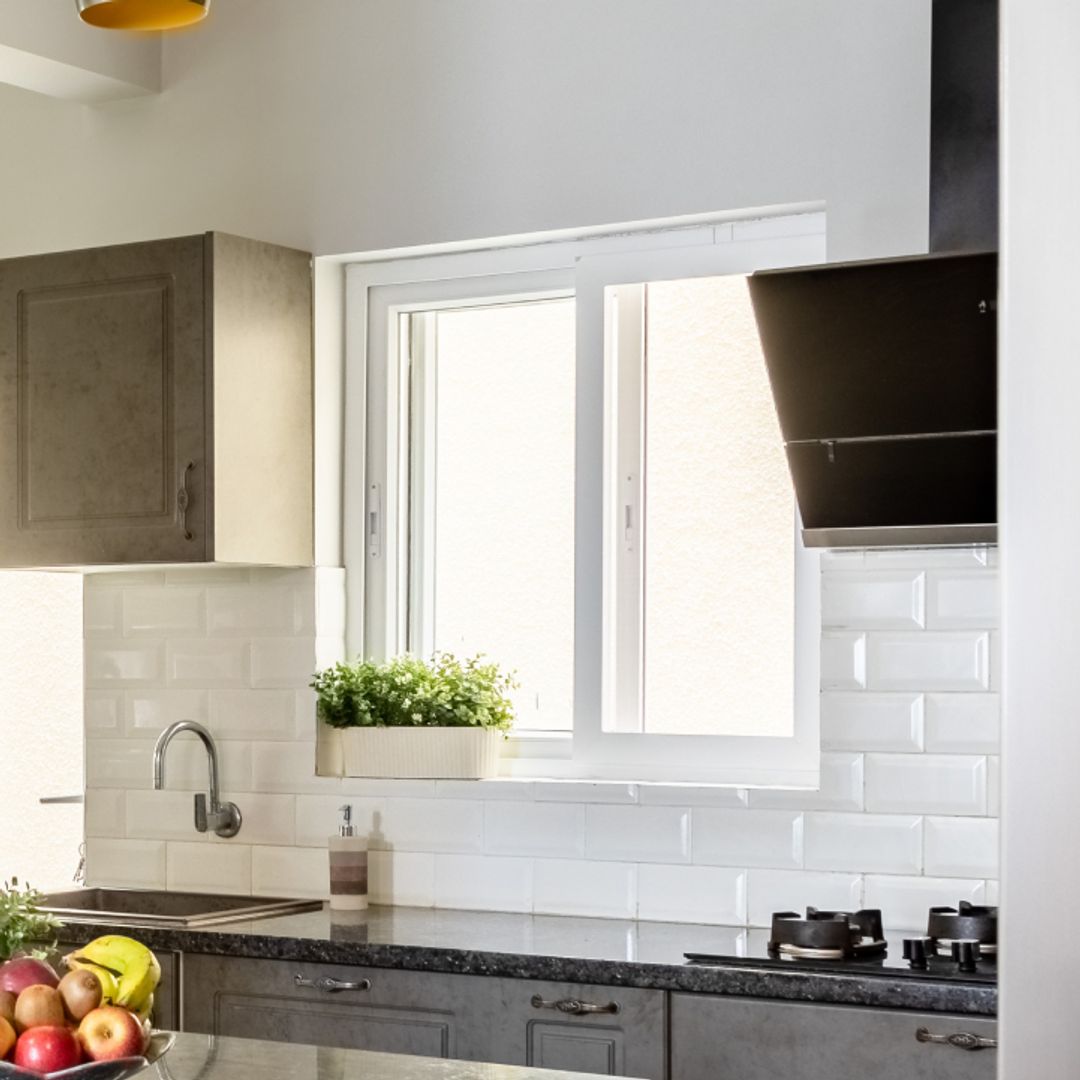 White UPVC Kitchen Window Design | Livspace