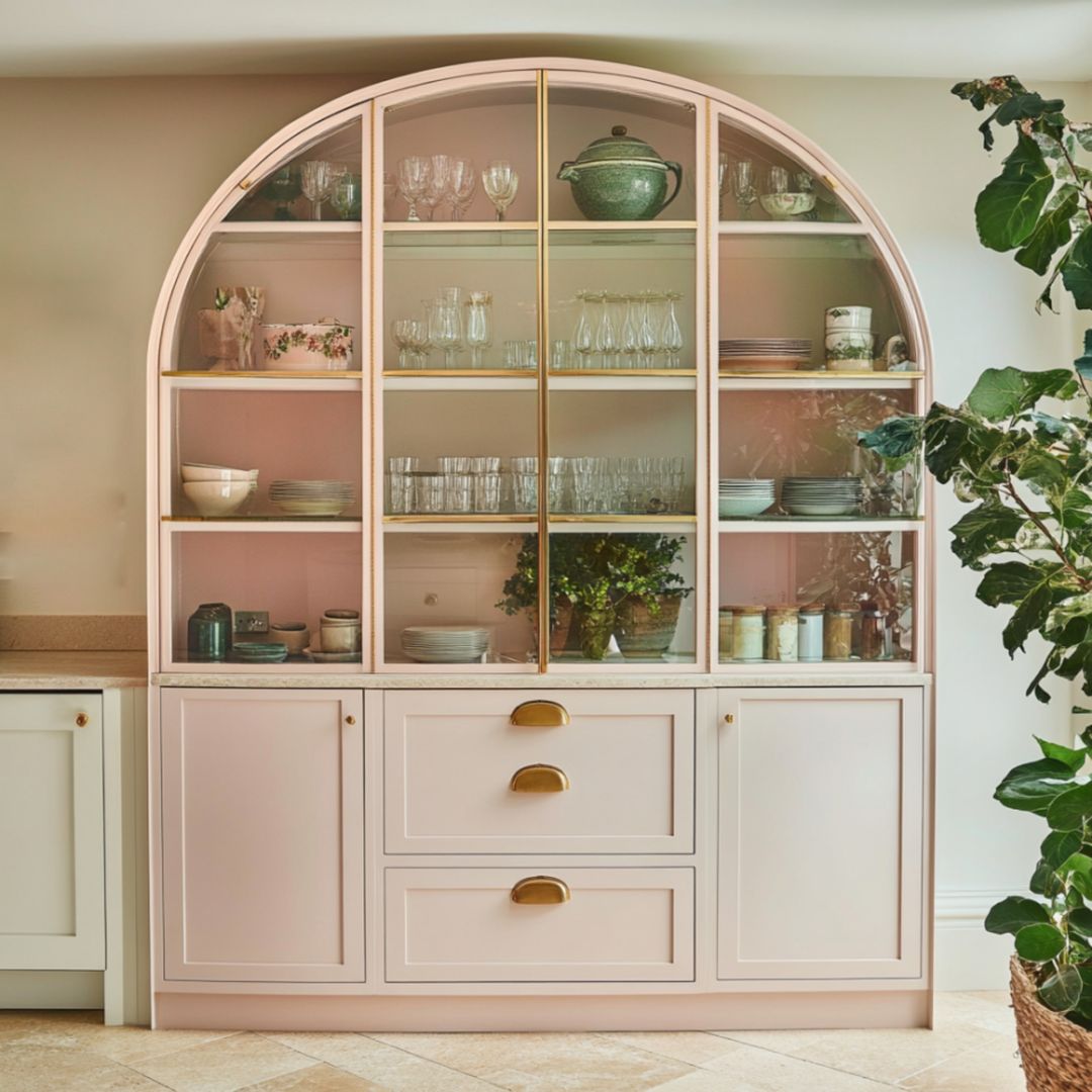 Loto Crockery Unit Design with Modern Drawers and Suede Finish Glass ...