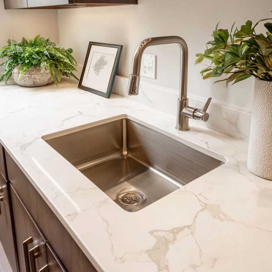 Stainless Steel Undermount Kitchen Sink Design with Single Bowl | Livspace