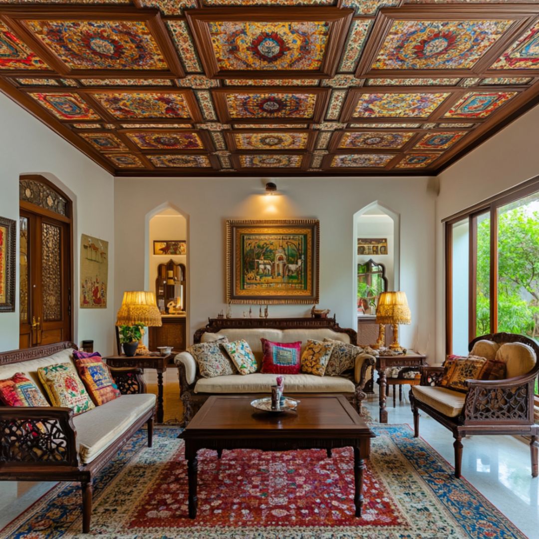 Single Layer Wooden False Ceiling Design with Wallpaper Finish and Wall ...