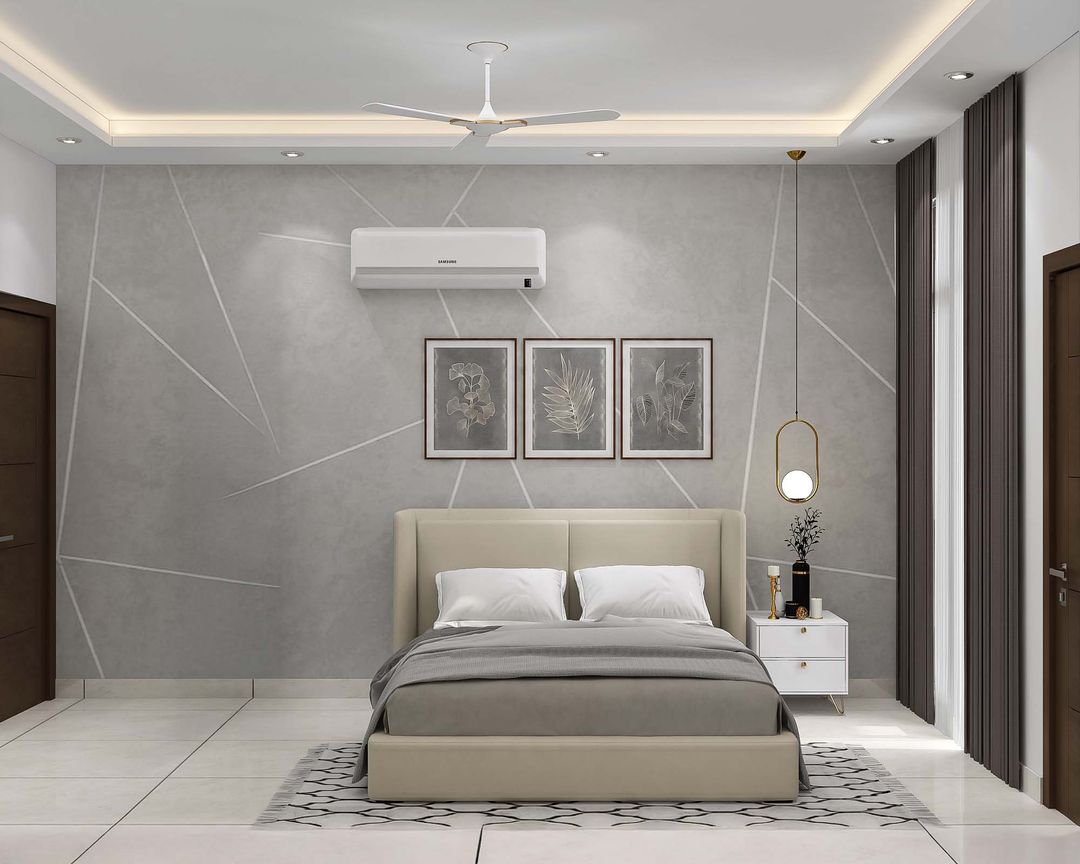 Contemporary Master Bedroom Design With Accent Wall and Built-In ...