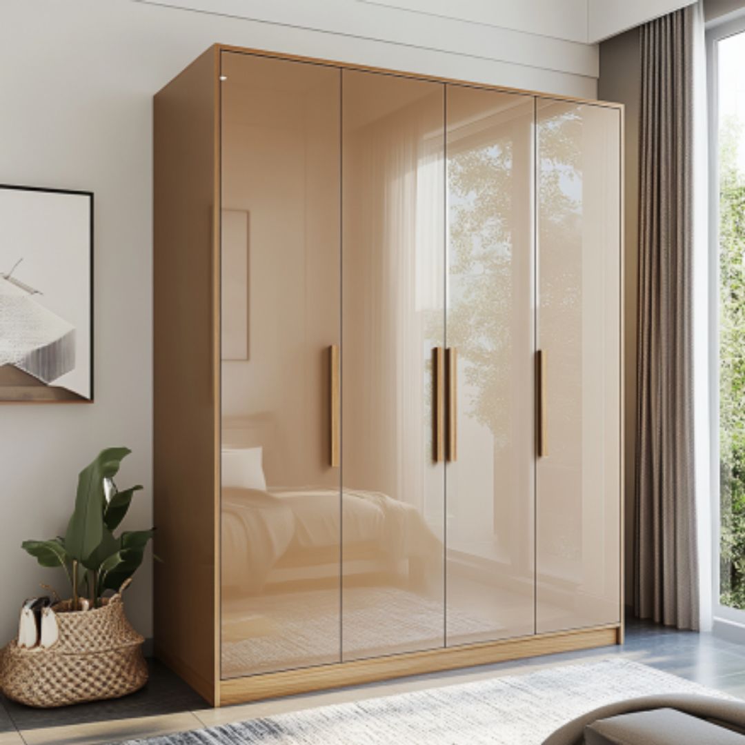 4-Door Contemporary Swing Wardrobe Design in Irish Cream with High ...