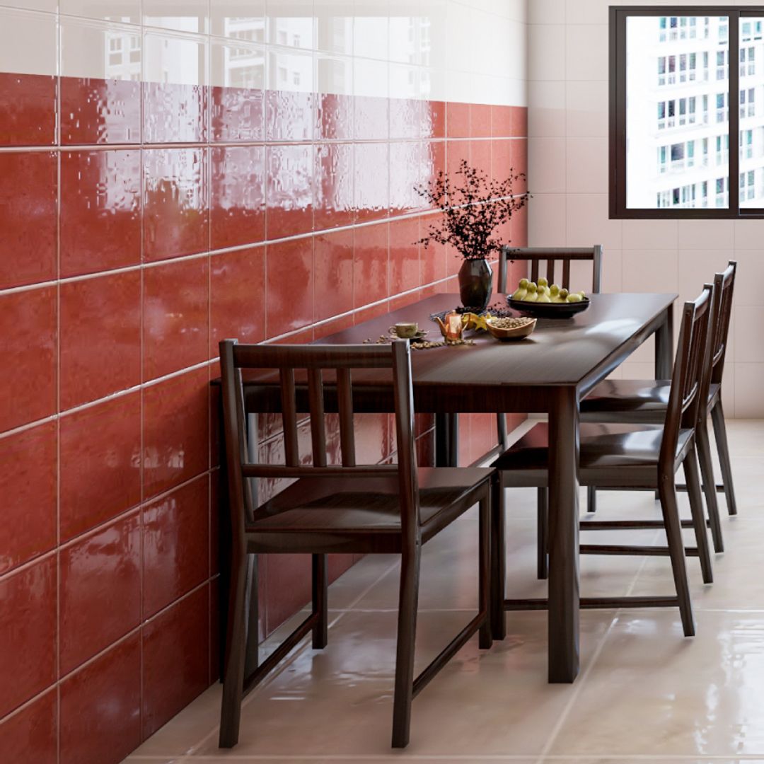 Multicolour Ceramic Tiles Design For Dining Room Walls | Livspace