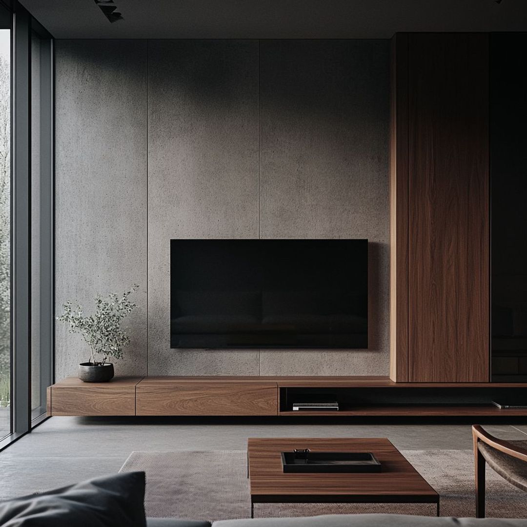 Wooden TV Unit Design with Modern 2 Drawers, Open Unit, Wall Unit, and ...