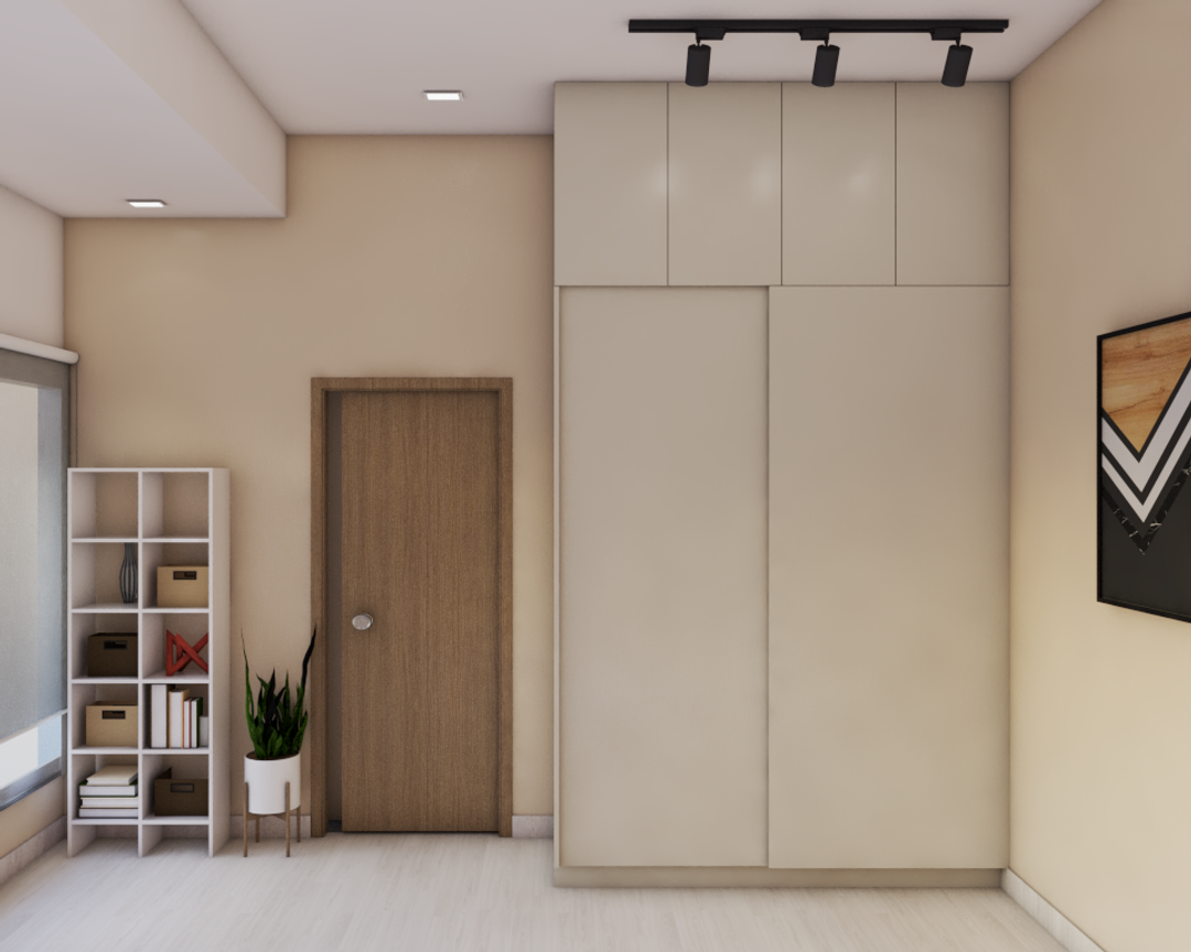 Sliding Door Scandinavian Wardrobe Design with 4-Door Lofts | Livspace