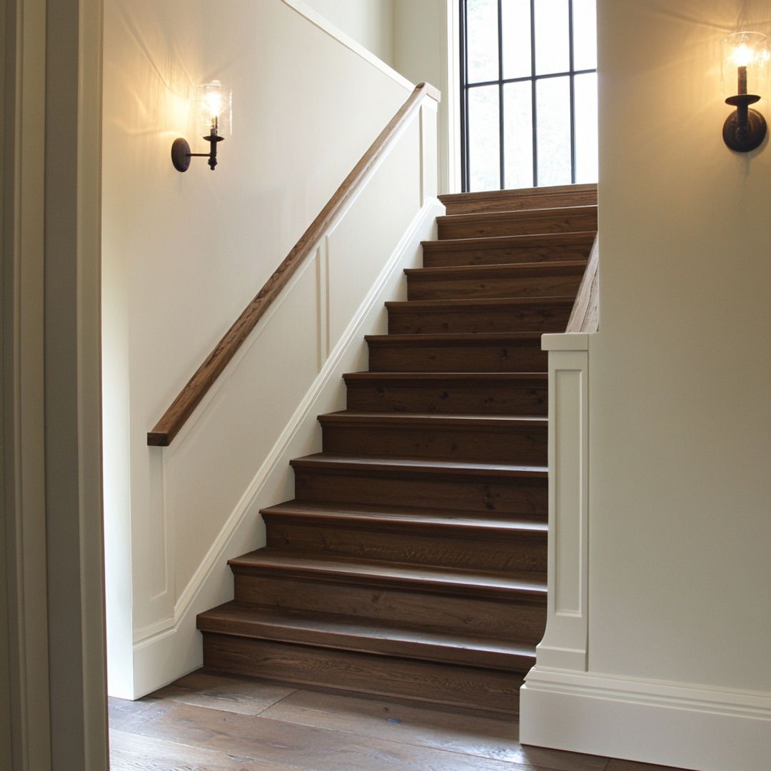 Wooden Straight Staircase Design With Classic Style | Livspace