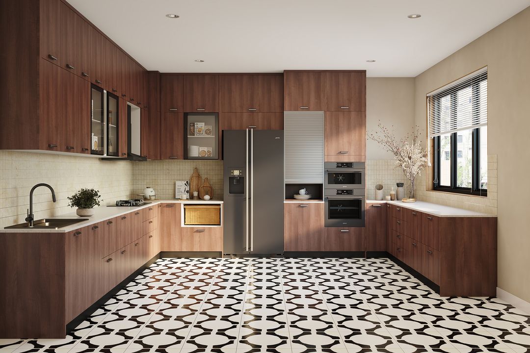 Contemporary Black and White Flooring Design With Geometric Repeating ...