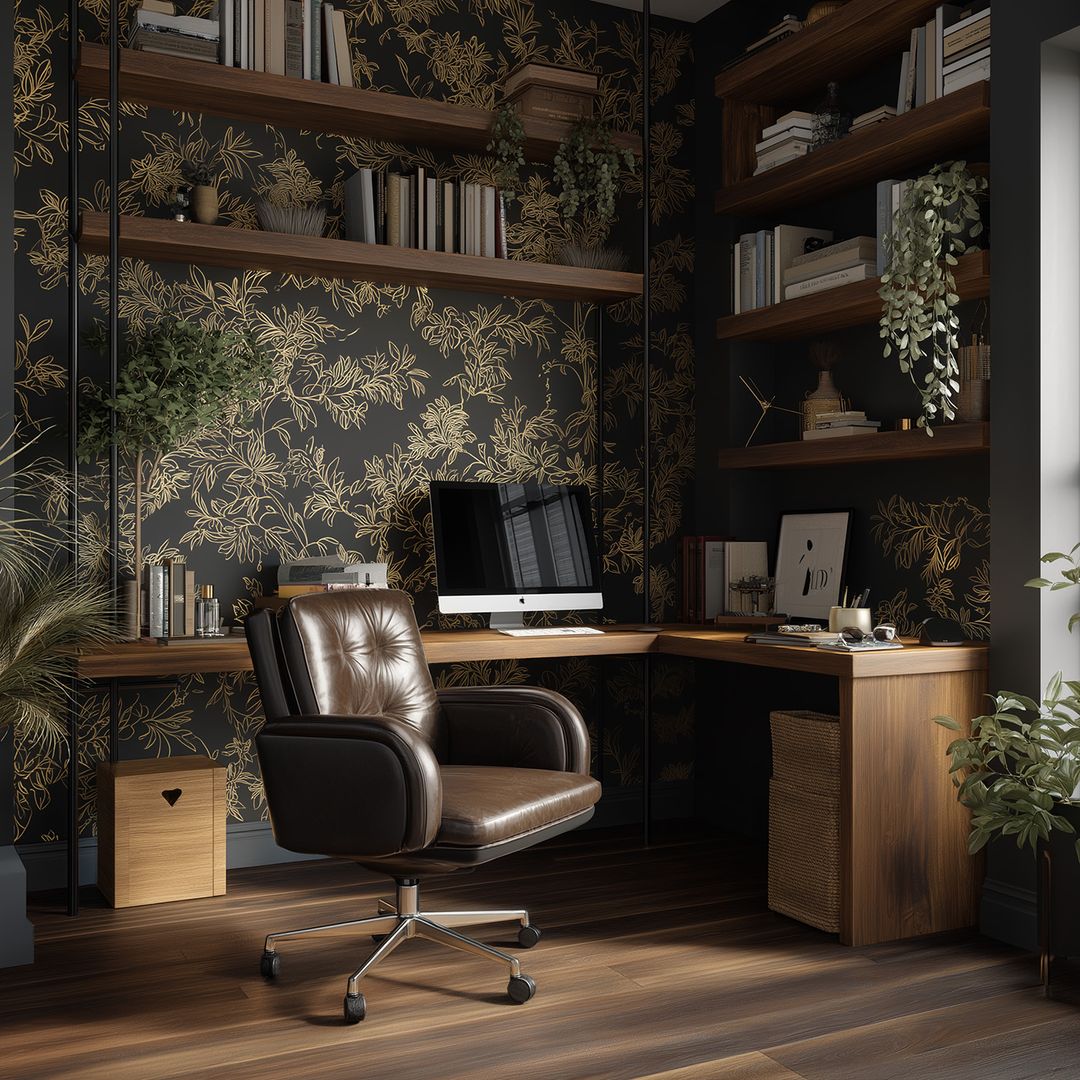 Wood Home Office Design with Contemporary Dual Workspace Setup and ...