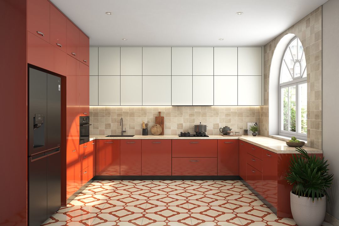 Matte Finish Square Beige Tile Design Featuring Stone-Like Straight ...