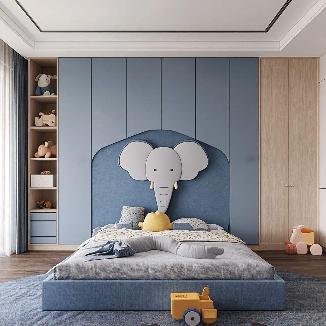 Space-Saving Design with Integrated Wardrobes and Elephant-Themed ...