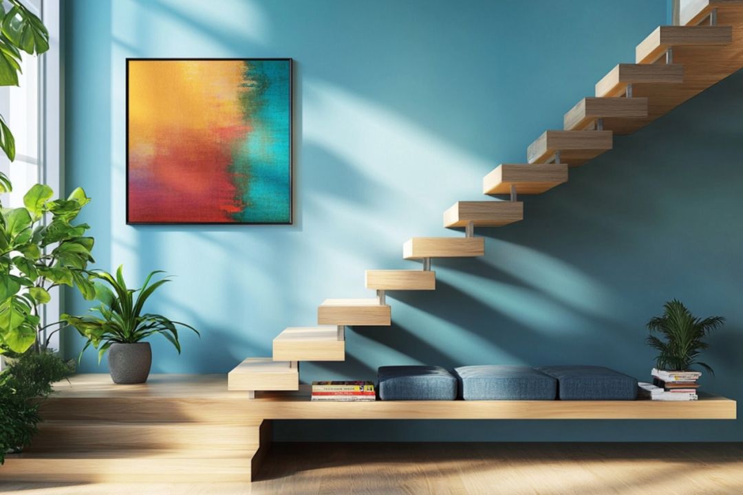 Space-Saving Contemporary L-Shaped Wooden Staircase Design | Livspace