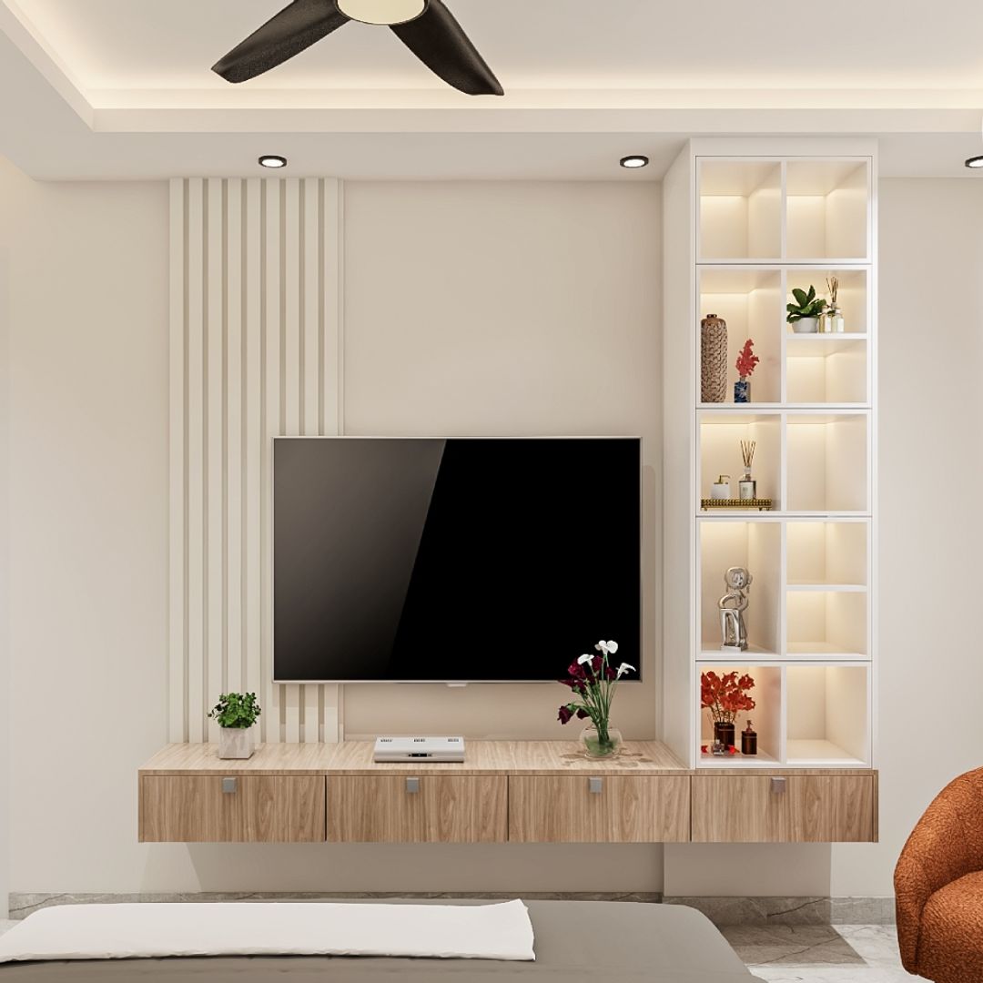 Wall-Mounted Modern TV Unit Design with Open Display and Hidden Storage ...