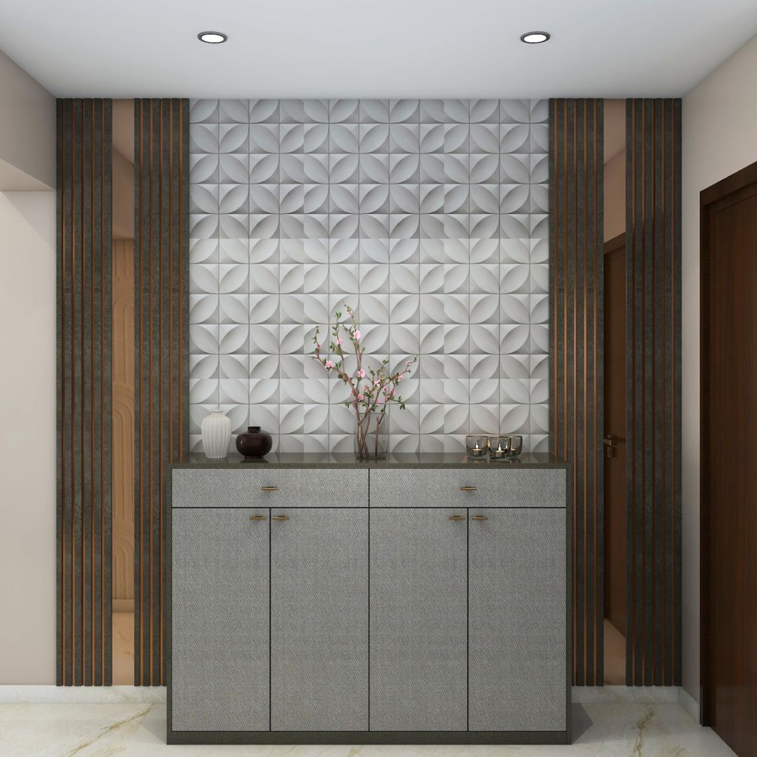 Grey, White, and Brown Contemporary 3D Wall Panel with Vertical Strips ...