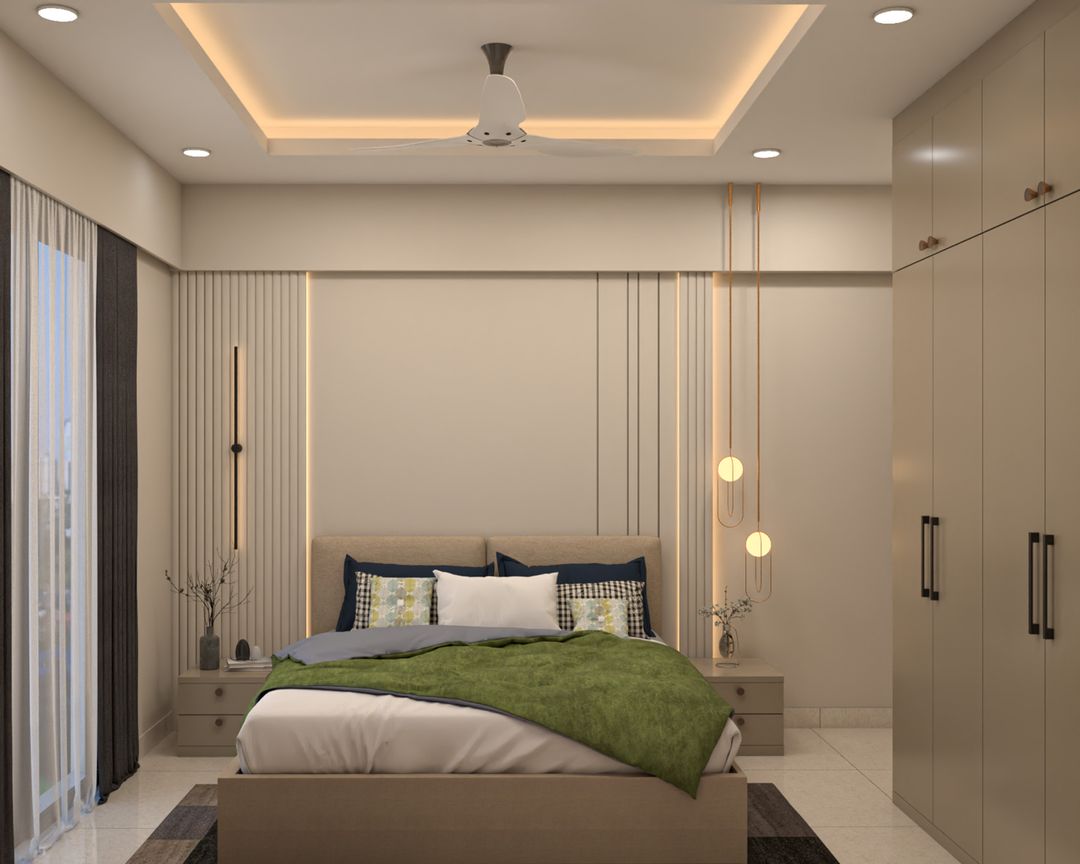 Minimal Rectangular Single Layer False Ceiling Design with Pendant and ...