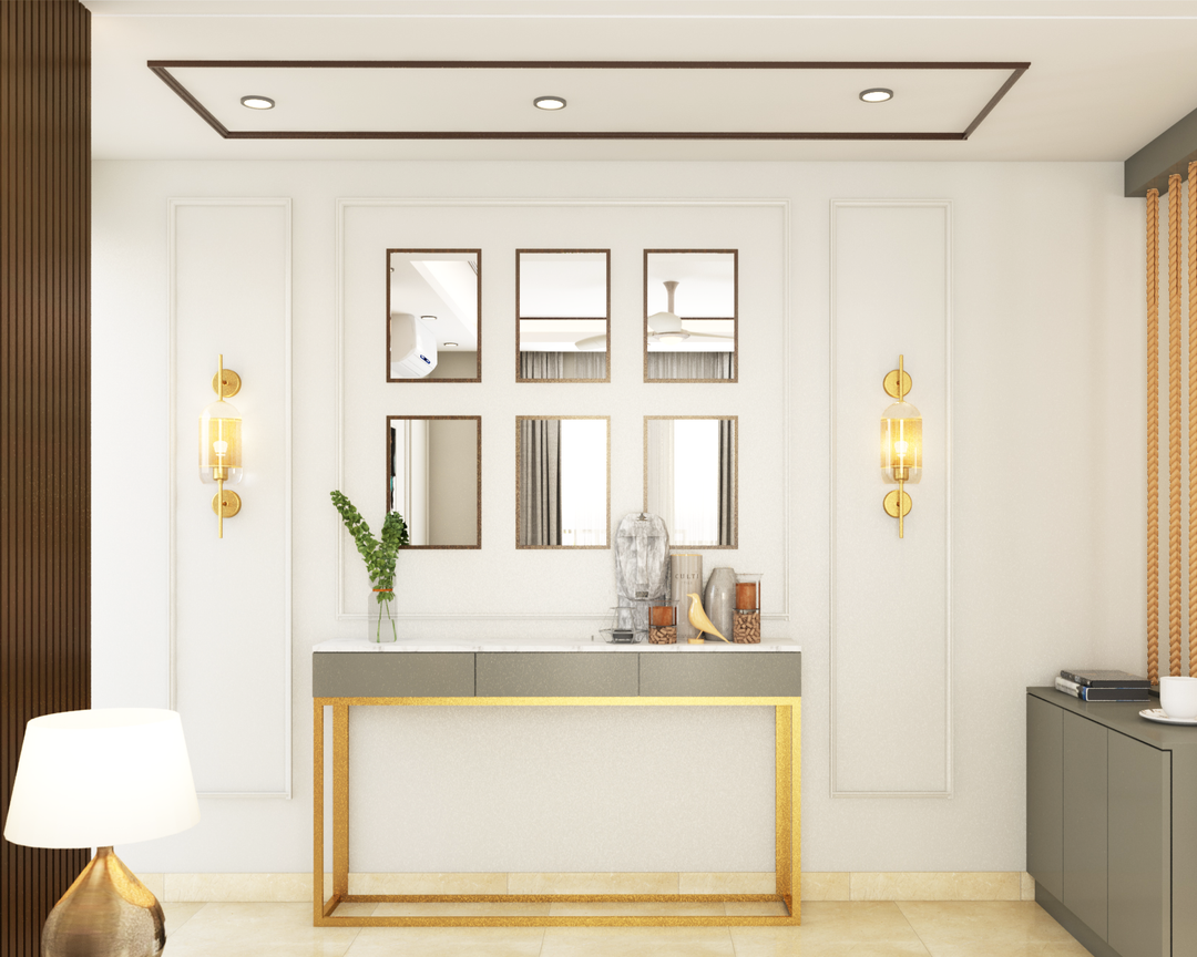 Foyer Wall Design With Minimal Wall Trims | Livspace