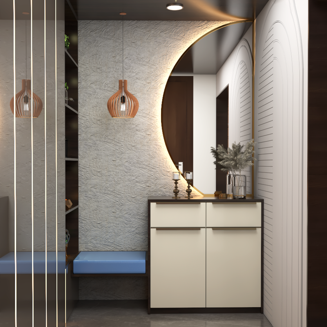 Modern Style Spacious Low Maintenance Textured Foyer Design | Livspace