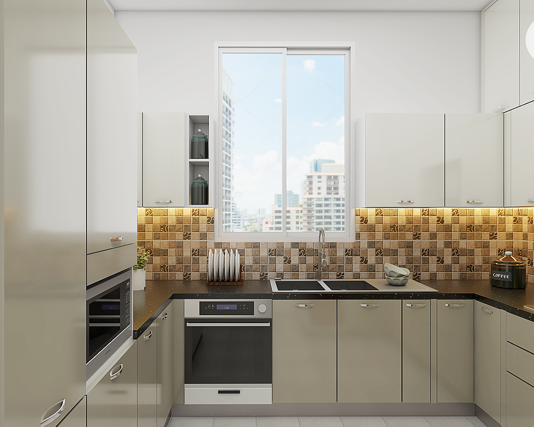 Modern Themed Spacious Convenient Kitchen Design | Livspace