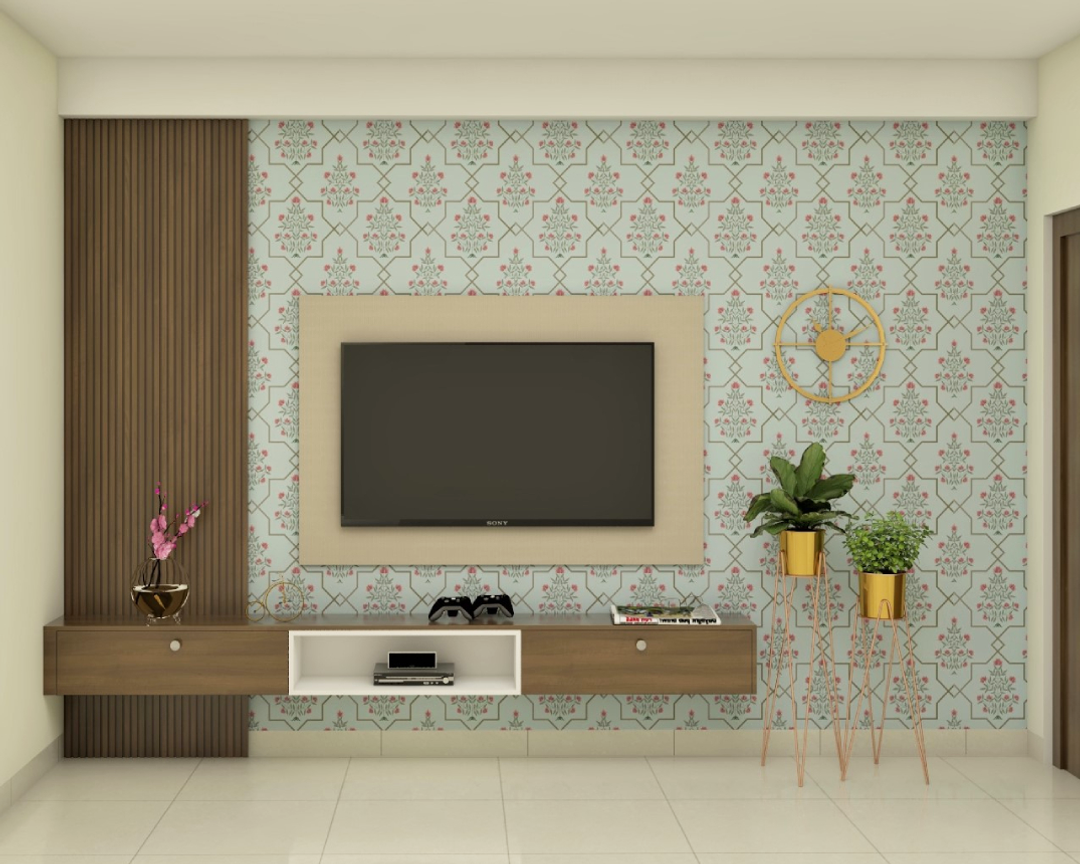 Low Maintenance Compact Contemporary Style TV Unit Design | Livspace