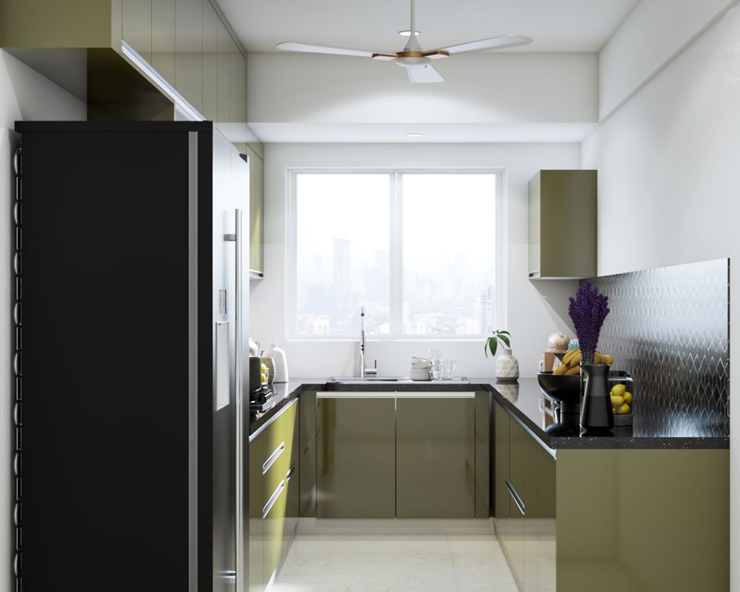 U-Shaped Kitchen Design With Drawer Storage | Livspace