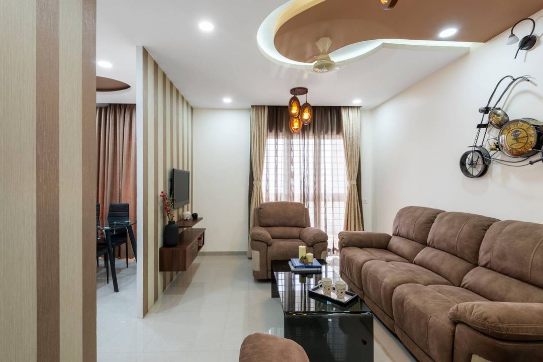 2BHK Contemporary Pune Flat Design Featuring Bold Red Walls and Sliding ...