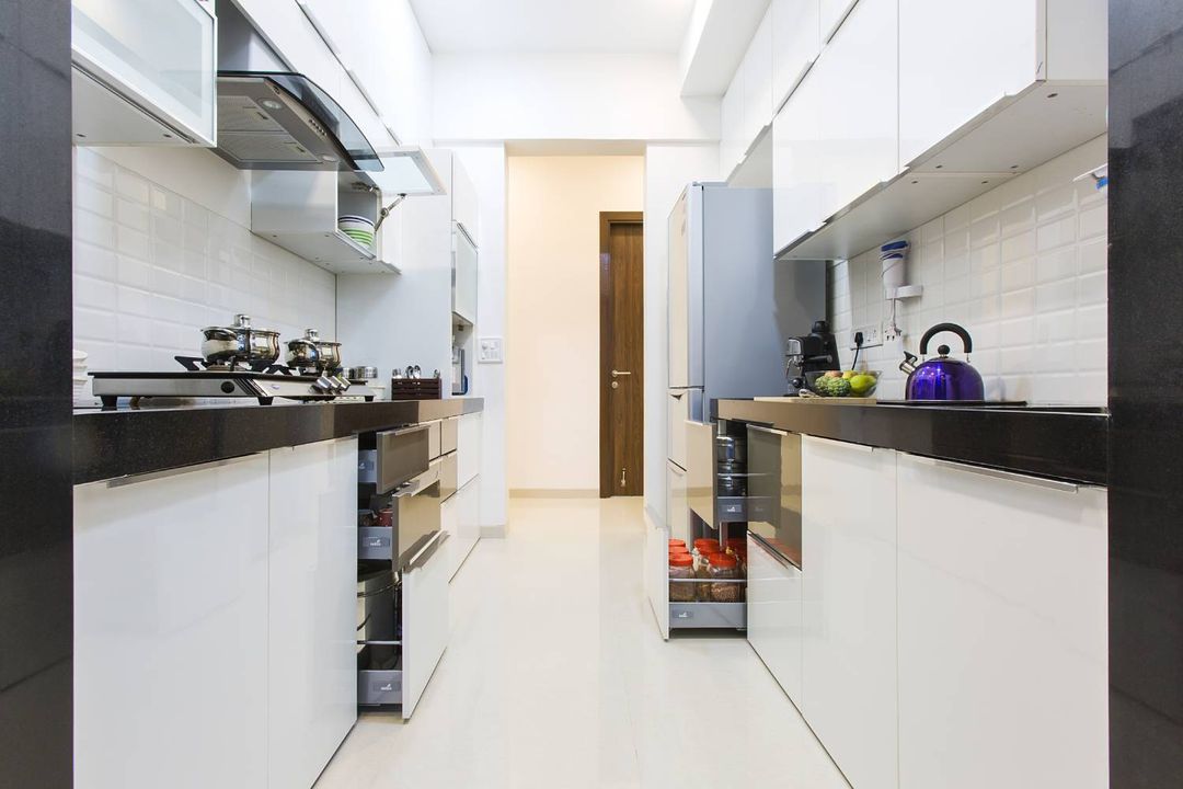 2BHK Mumbai Flat Contemporary Design with Parallel Kitchen and Stylish ...
