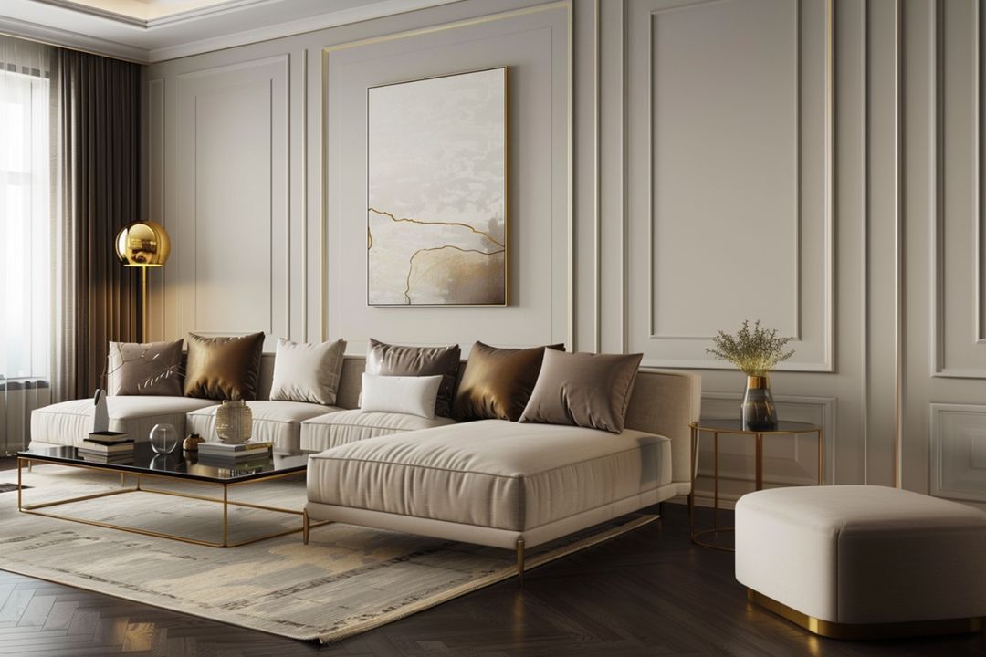 Contemporary Wall Design: Wall Trims with Paint with Grey Finish and ...