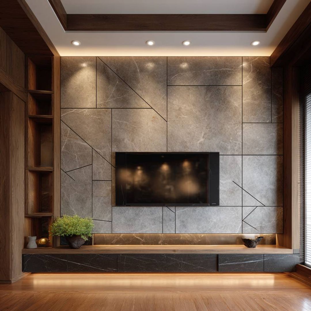 Wooden Frame Modern Peripheral False Ceiling Design with Gypsum Panels ...
