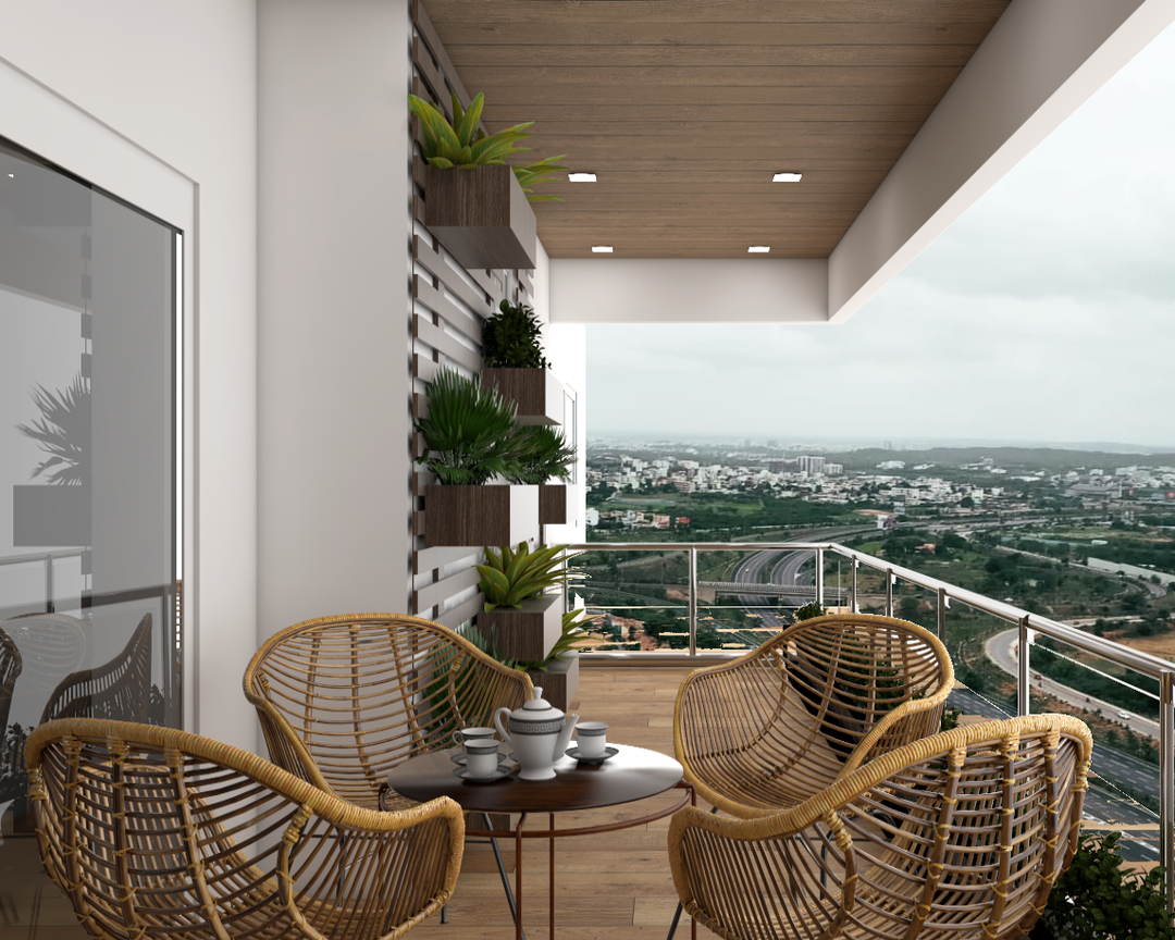 Spacious Balcony Design With Seating | Livspace