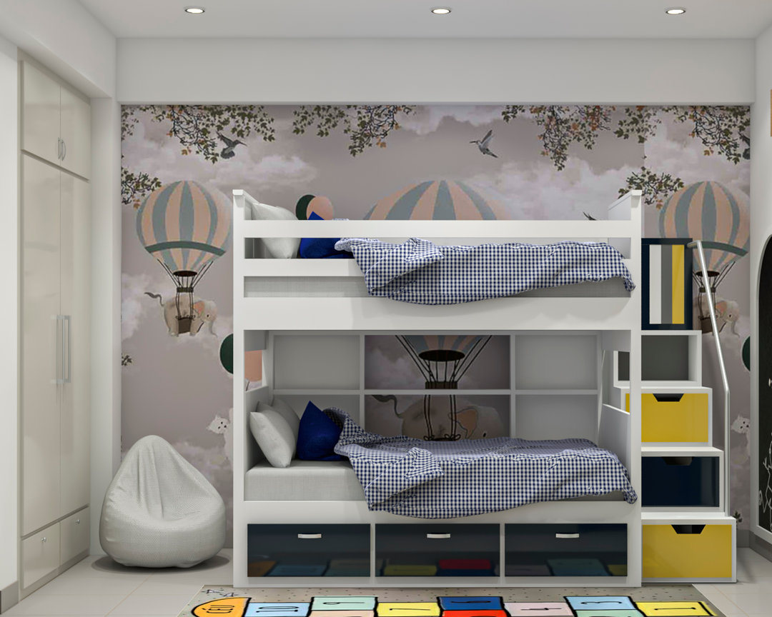 Bunk Bed with Space Saving Storage with Ladder and Shelves | Livspace