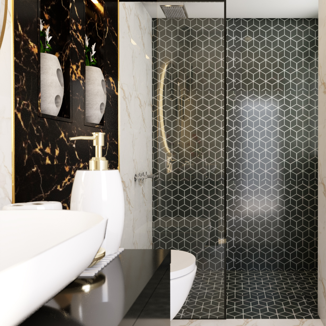 Classic And Spacious Bathroom With Marble Tiles | Livspace