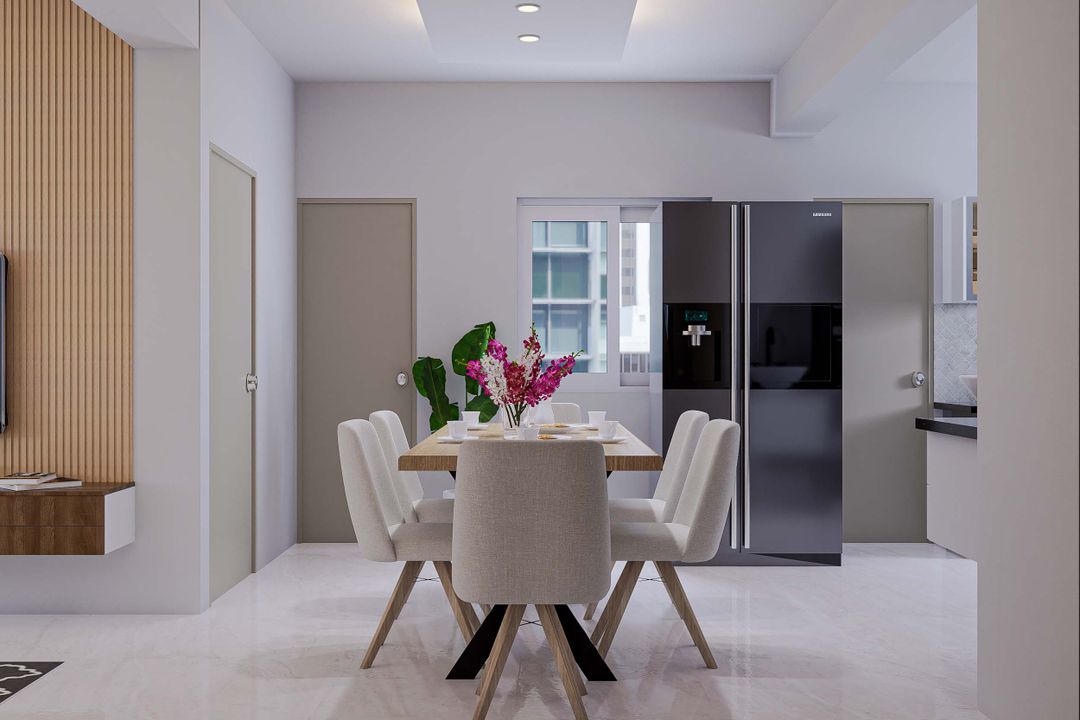 6-Seater Modern Dining Room Design With False Ceiling | Livspace
