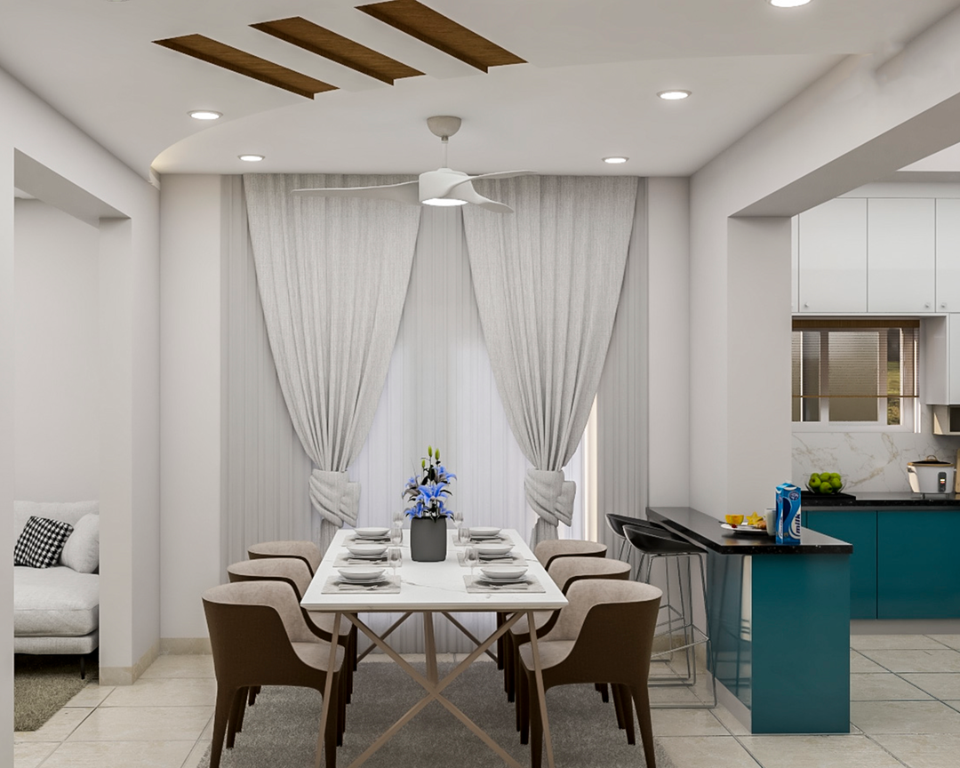 Contemporary Six-Seater Dining Room Design | Livspace