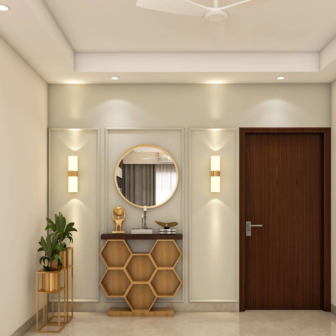 Convenient Contemporary Themed Compact Sized Foyer Design | Livspace