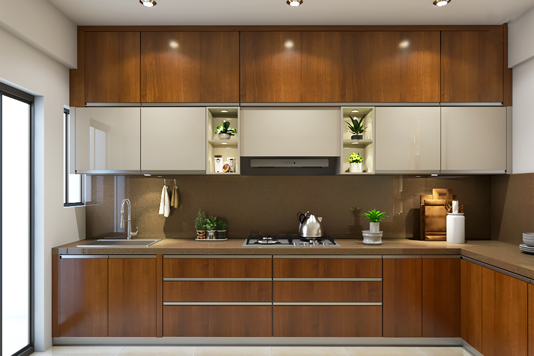 Spacious Modern Themed Convenient L-Shaped Kitchen Design | Livspace