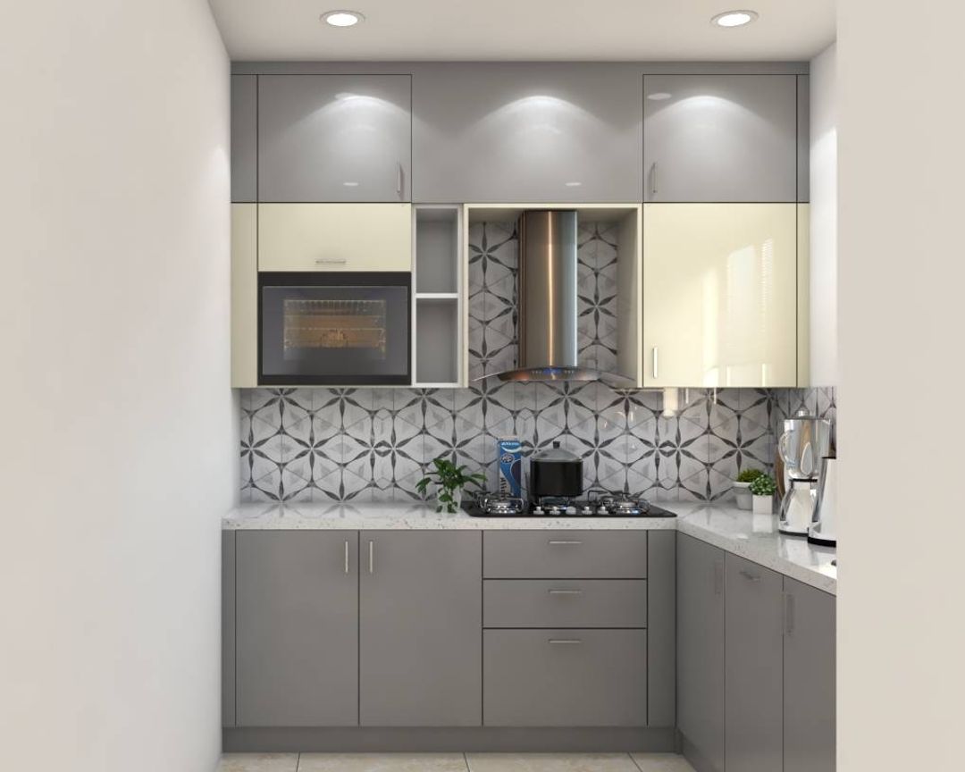 Modern Compact L-Shaped Kitchen Cabinet Design With Ambient Lighting ...