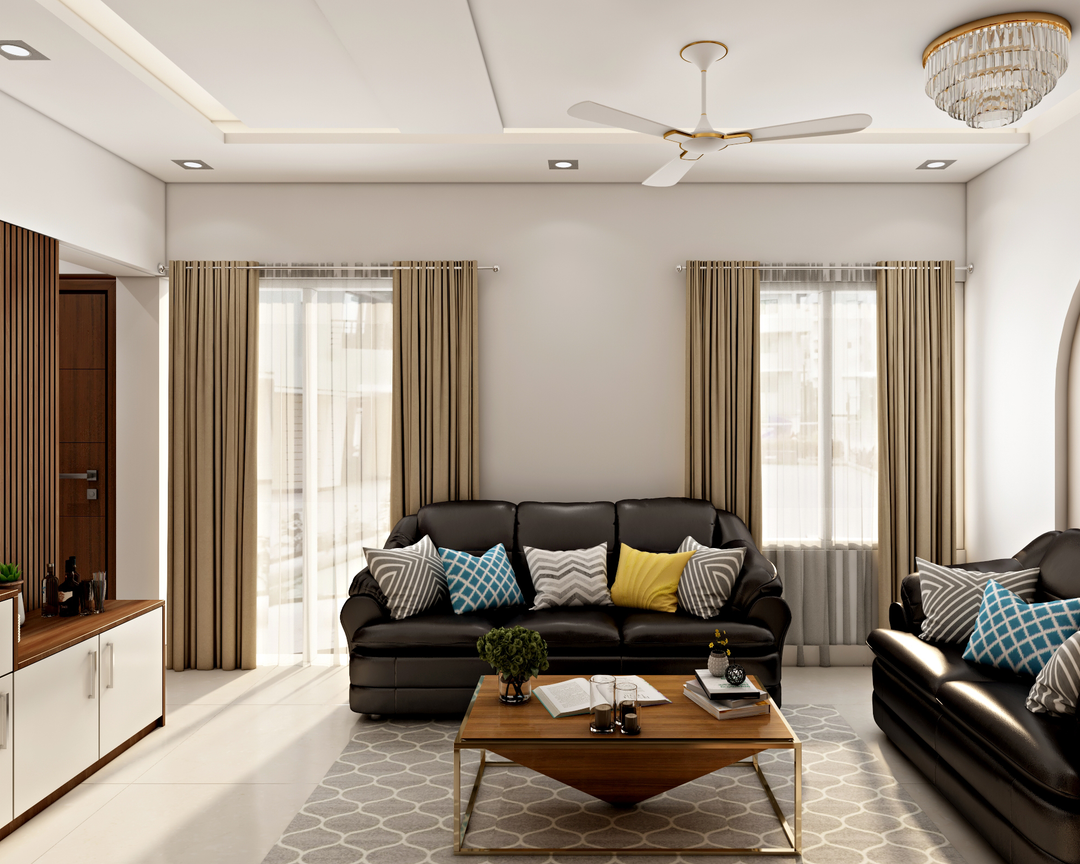 Spacious Living Room Design With Ambient Lighting | Livspace