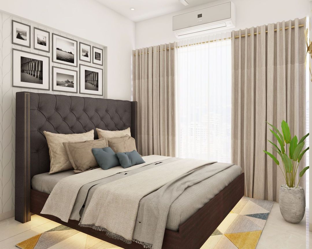 Modern Compact Master Bedroom Design With Planter | Livspace