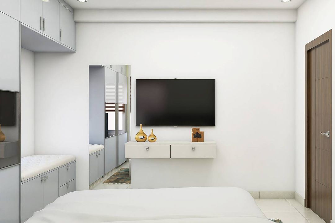 Maximum Storage Convenient Modern Theme Master Bedroom Design | Livspace