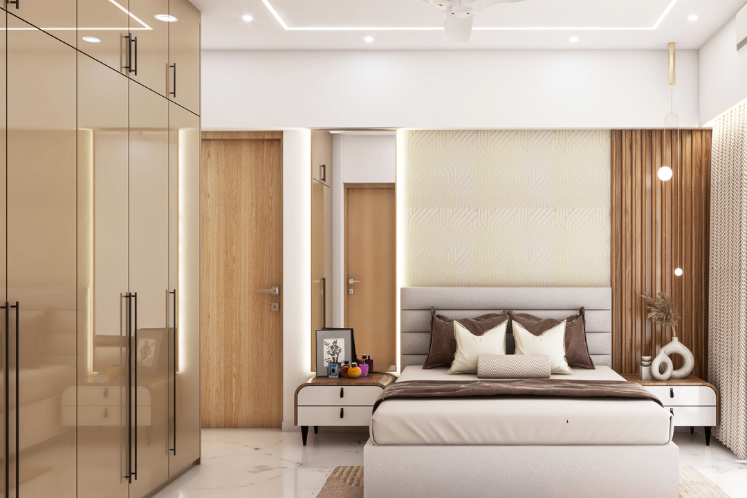 Convenient Contemporary Themed Spacious Master Bedroom Design| Livspace