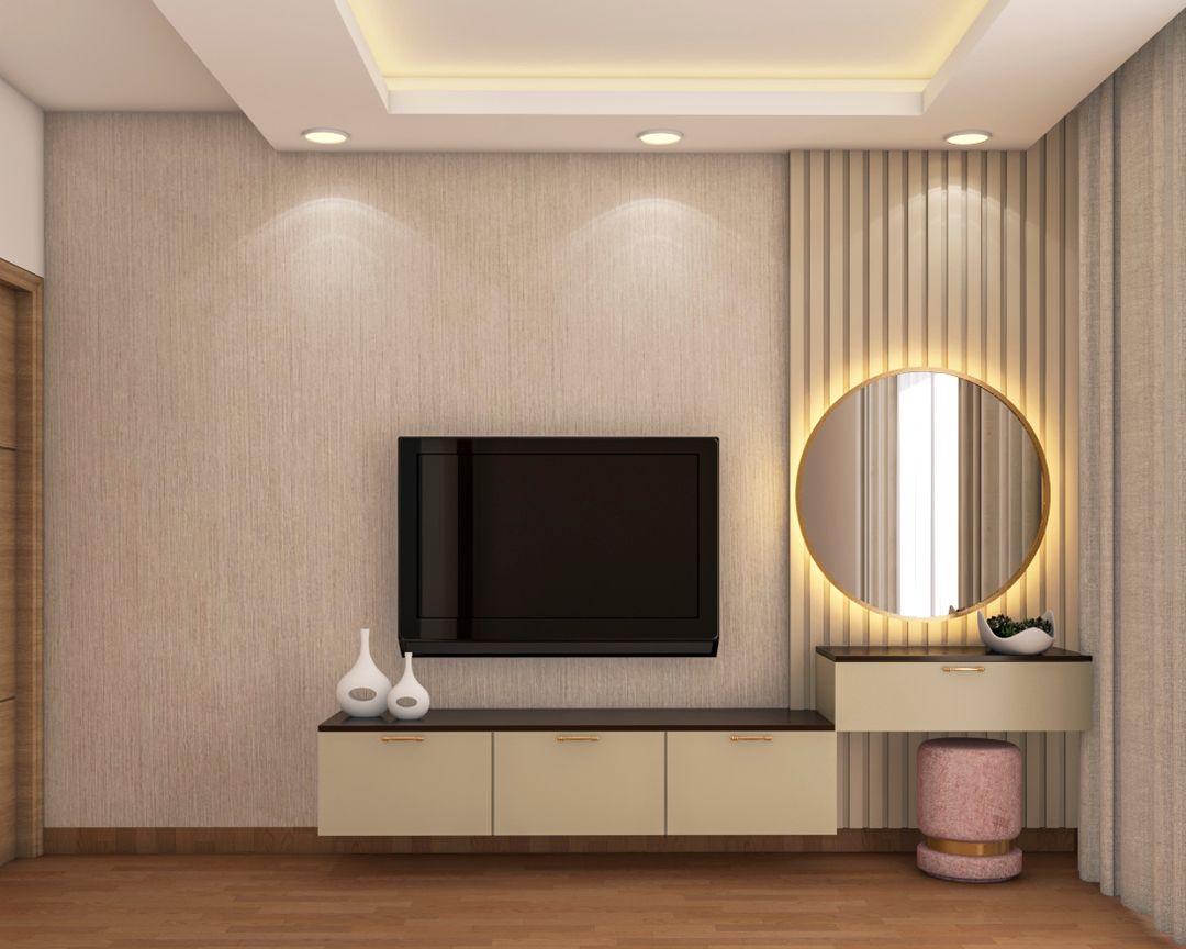 Low Maintenance Convenient TV Cum Dressing Unit Design | Livspace