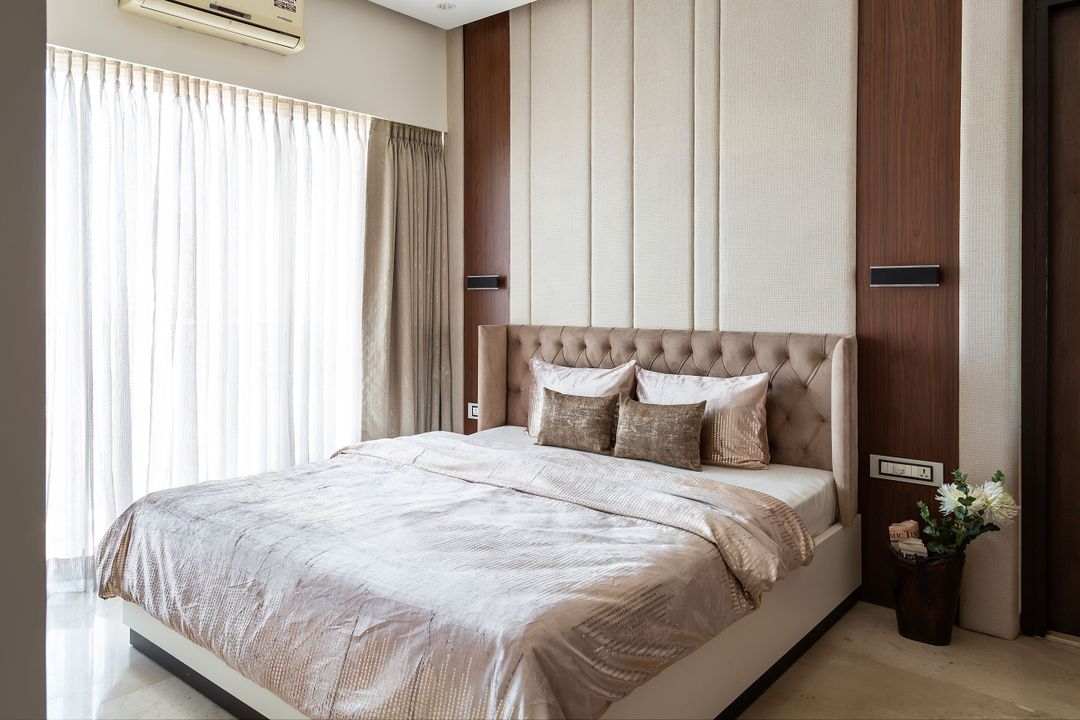 2-BHK Flat In Mumbai With Wooden Flute TV Unit Design | Livspace