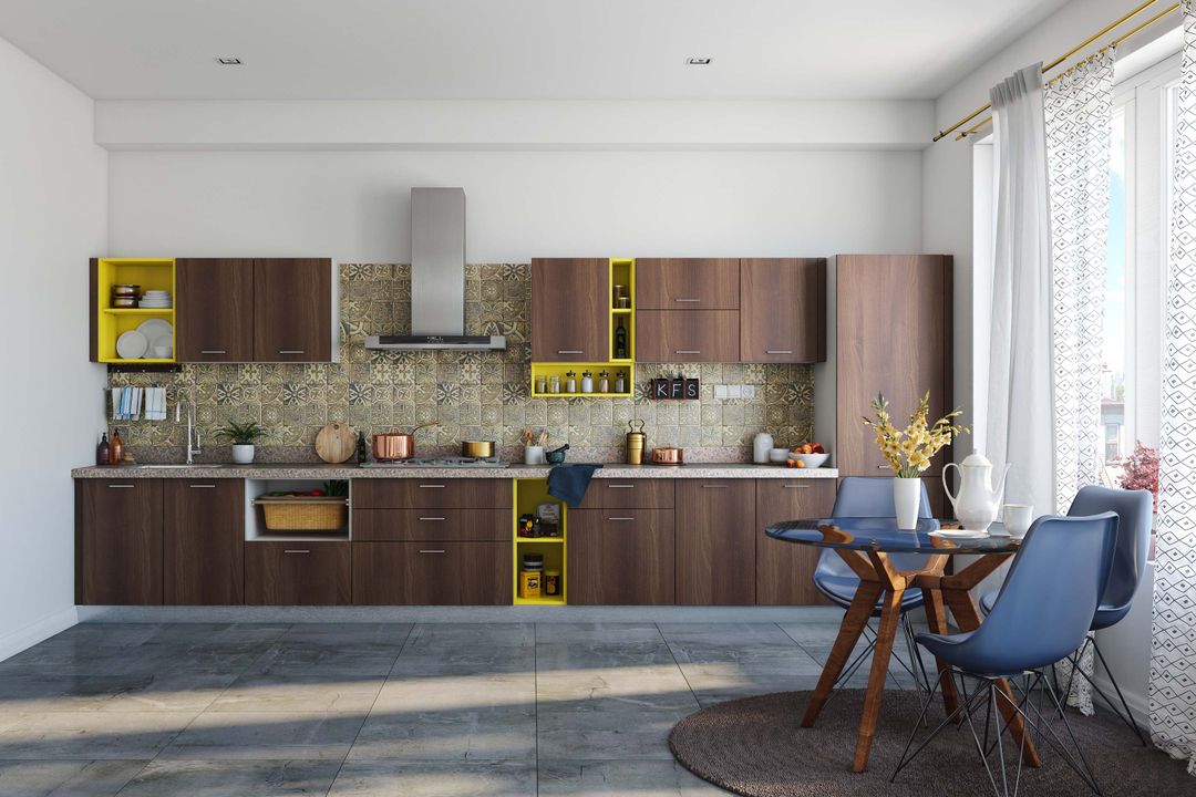 Modern Open Kitchen Design with Moroccan Backsplash and Spacious ...
