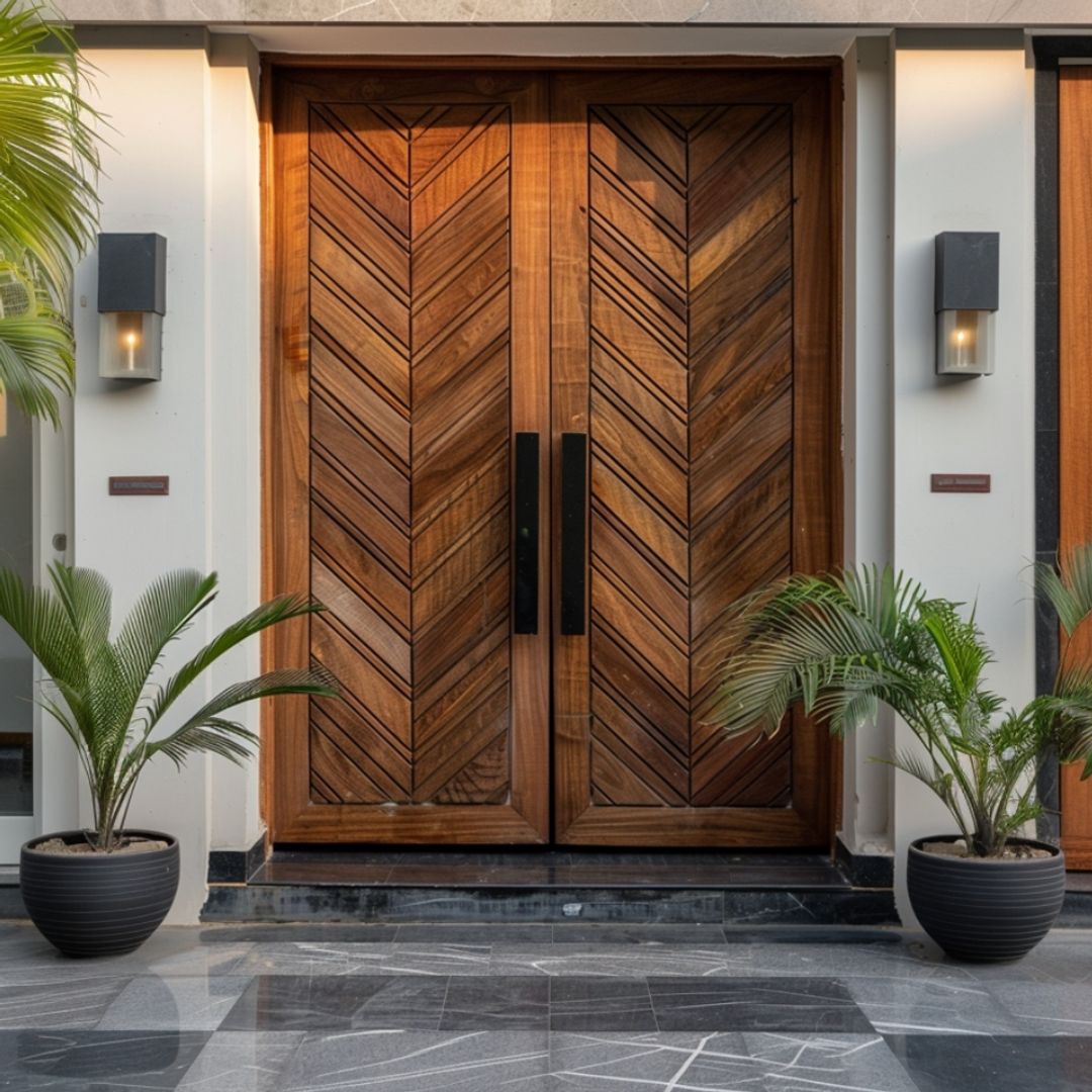Modern Swing Double Door Design with Matte Finish for Entrance Doors ...